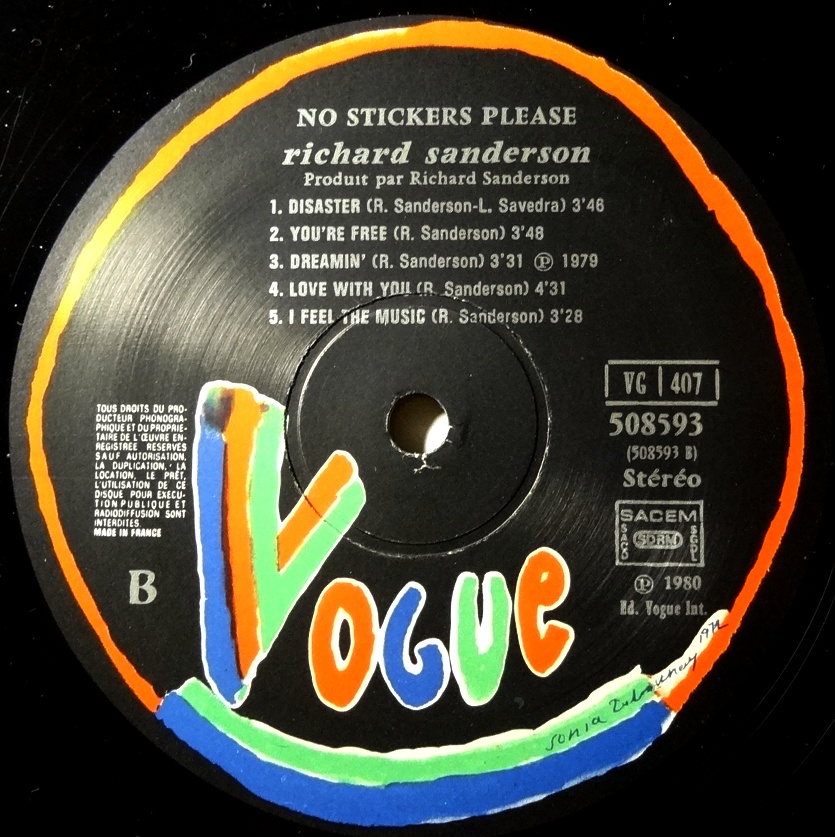 Винил Richard Sanderson – No Stickers Please/ 1980/ France | Hi-Fi.ru