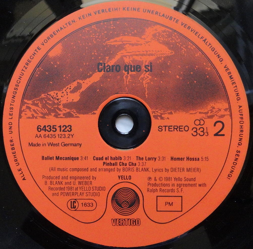 Винил Yello – Claro Que Si/ 1981/ Germany | Hi-Fi.ru